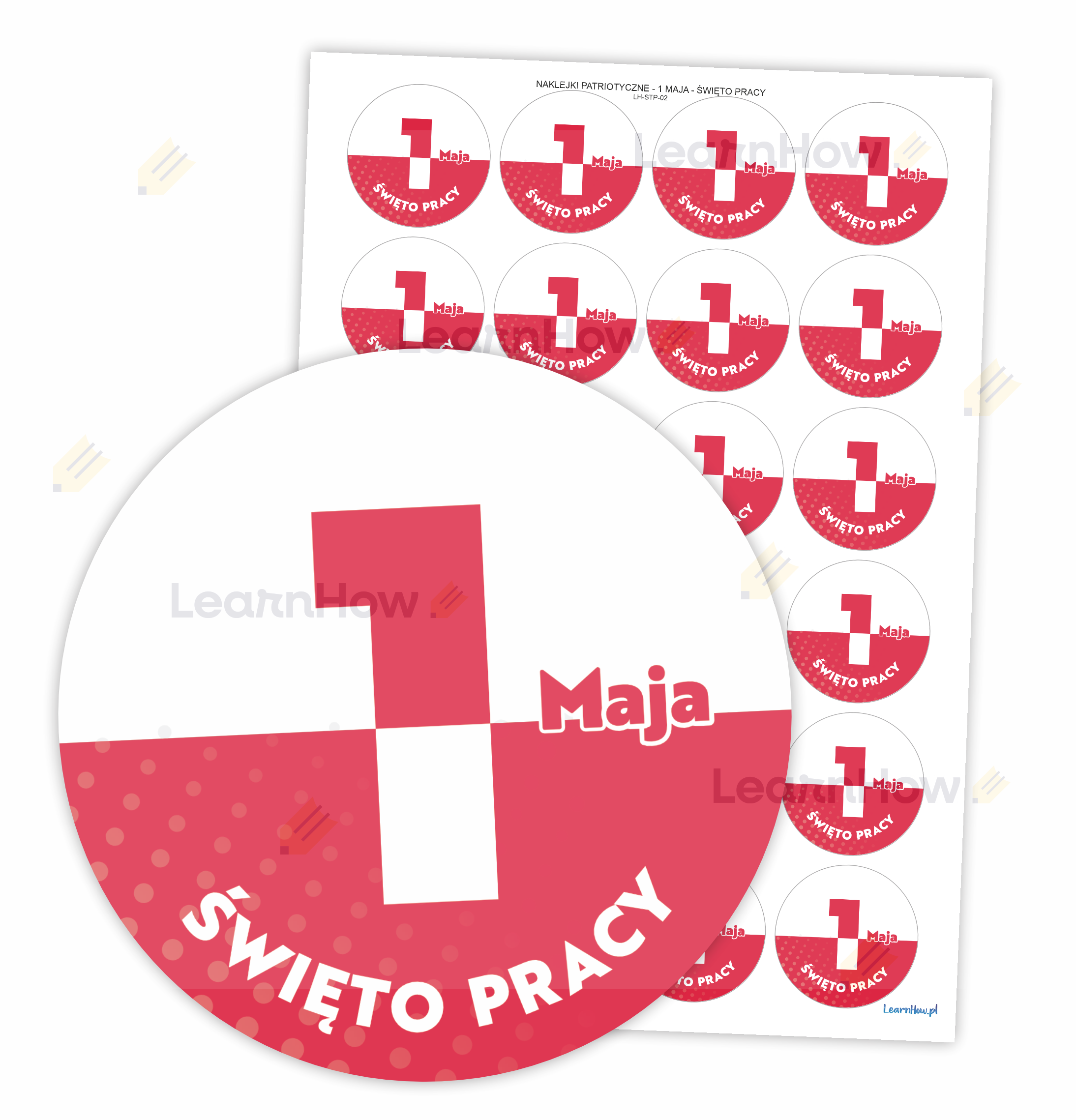 Naklejki Patriotyczne - 1 Maja - Święto Pracy (24 szt., 40mm) | LearnHow.pl