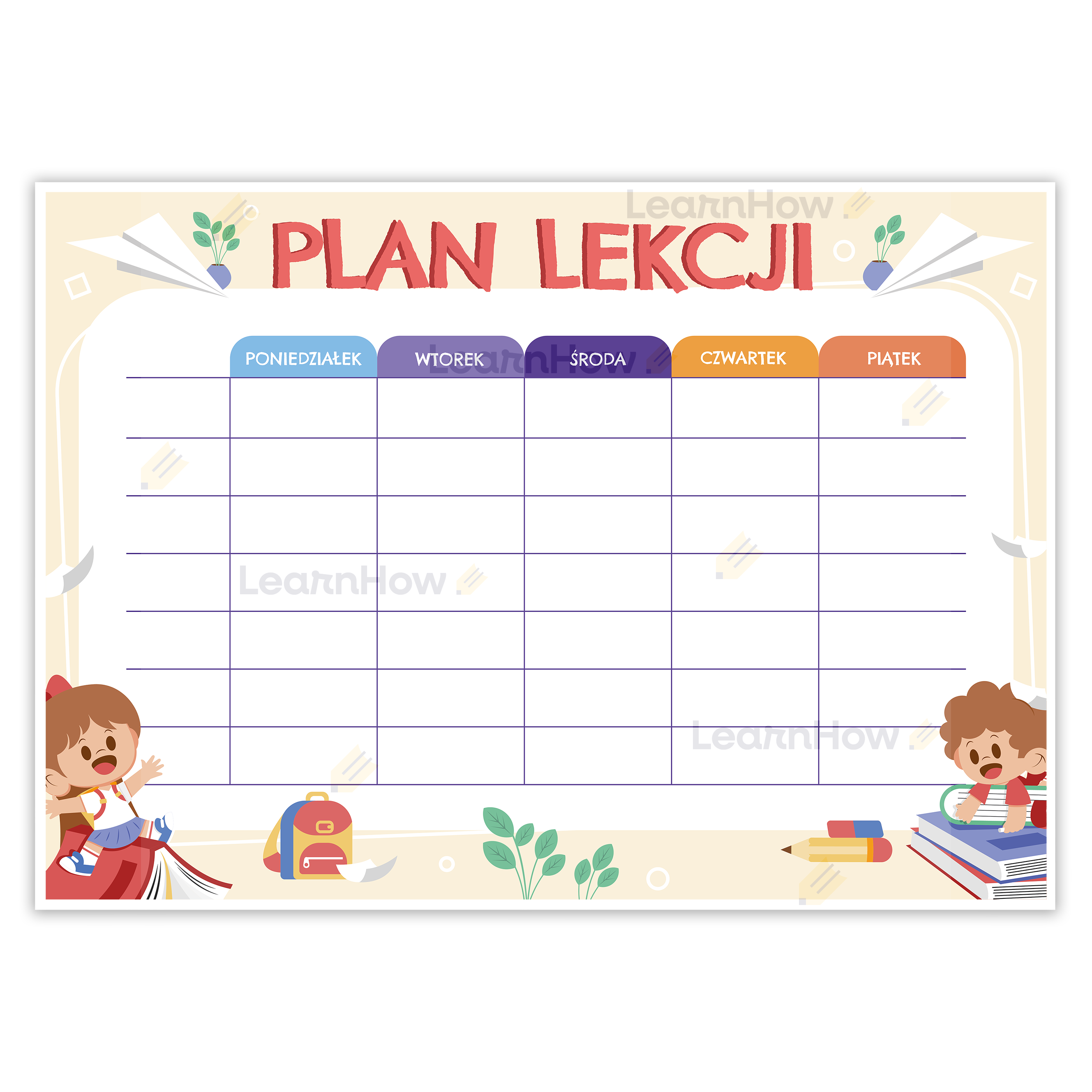 Plan Lekcji Dzieci Szko a Learnhow pl