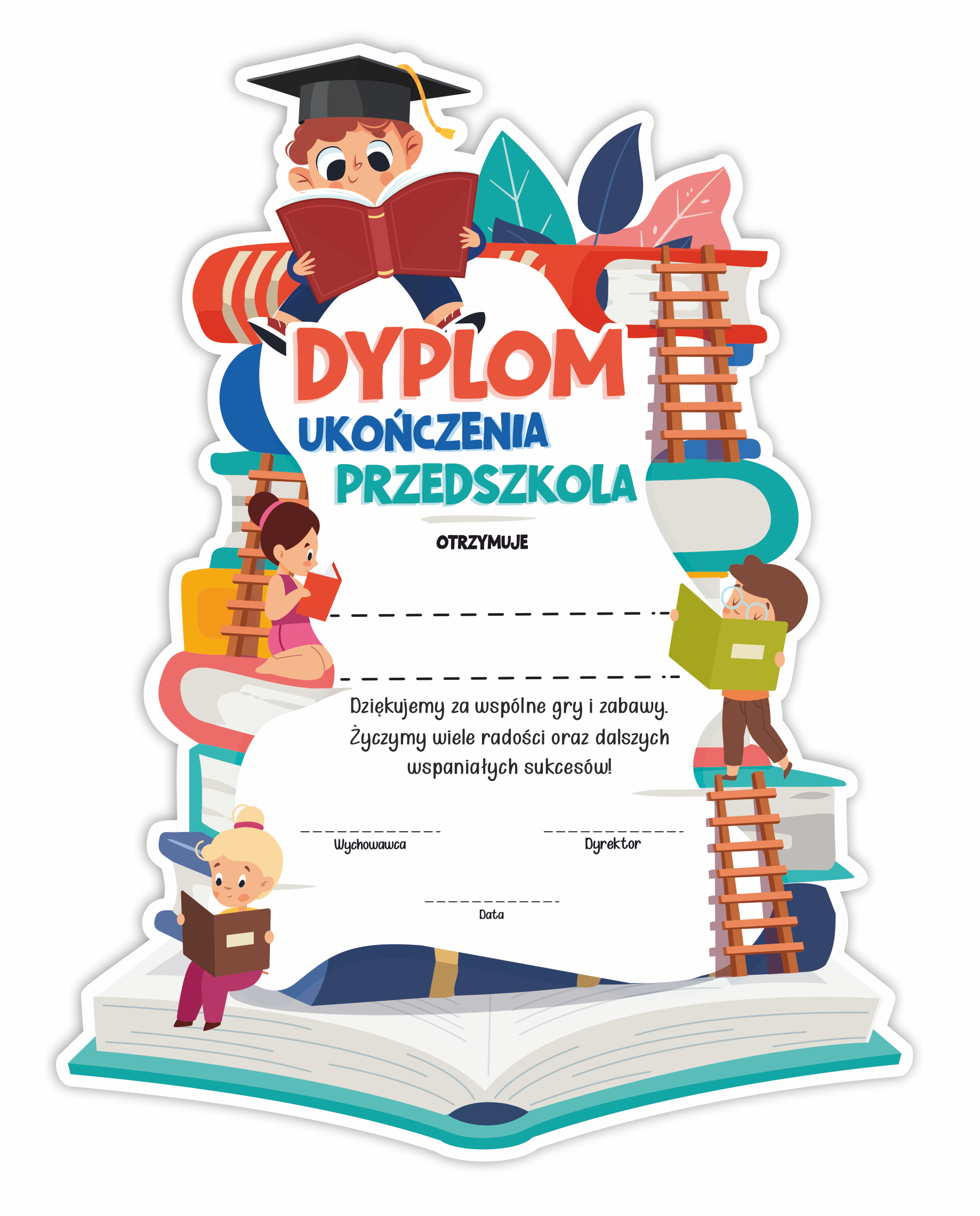 Dyplom Kształt Książki - Ukończenia Przedszkola - KSIAŻKI | LearnHow.pl